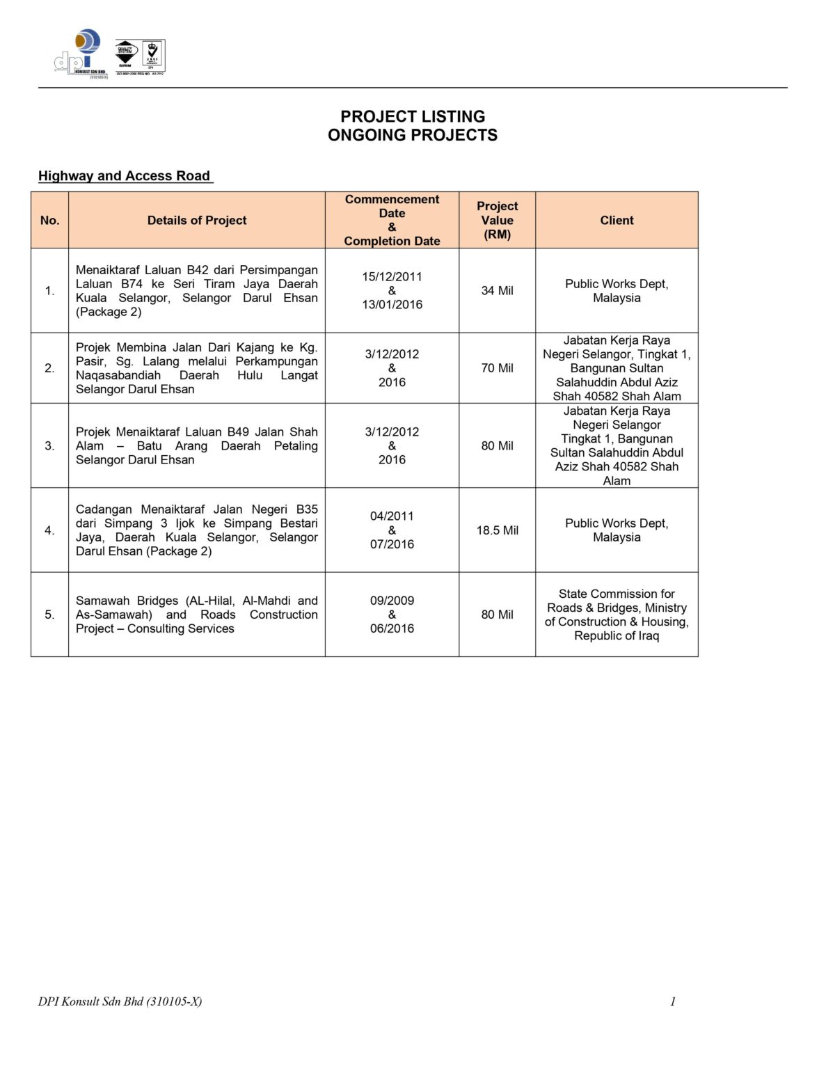 DPI Konsult | Project List